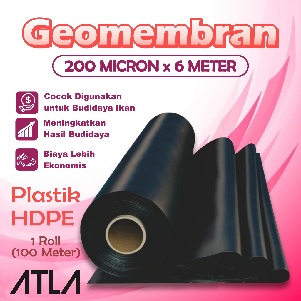 Jual Plastik Geomembran 6 Meter Hitam Plastic Geomembrane HDPE Terpal Kolam Ikan Koi Lele 200 ...