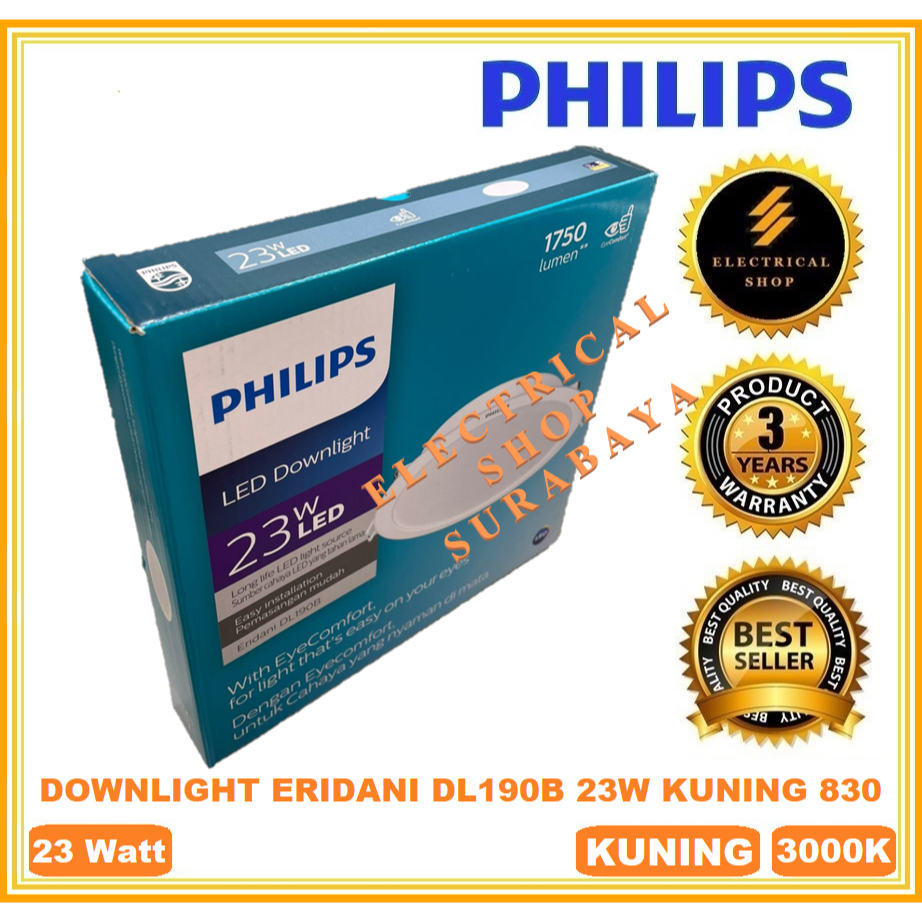 Jual PHILIPS DOWNLIGHT LED ERIDANI 23W 23 W WATT PUTIH ATAU KUNING 8 INCI D200 865 830 6500K ...