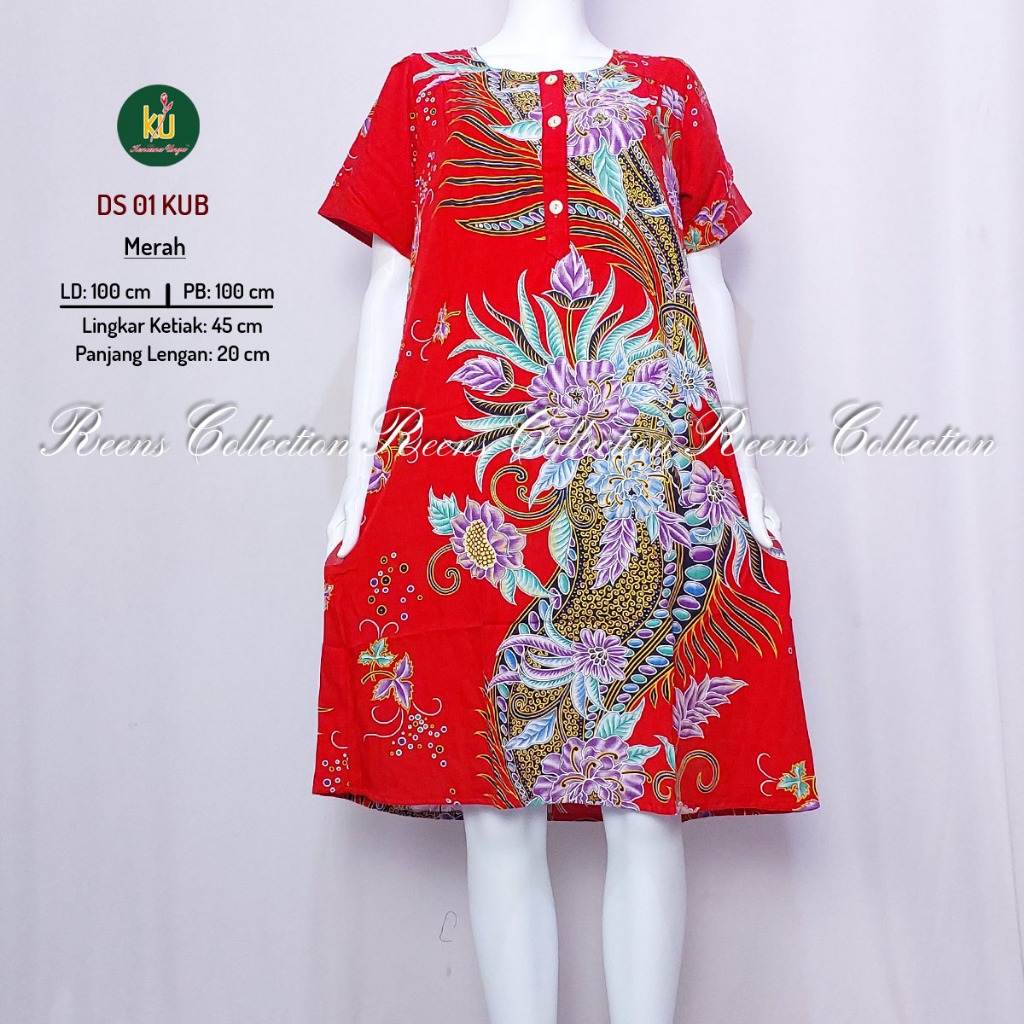 Jual Kencana Ungu Daster 01 KUB Label Biru Batik Print Daster Lengan ...