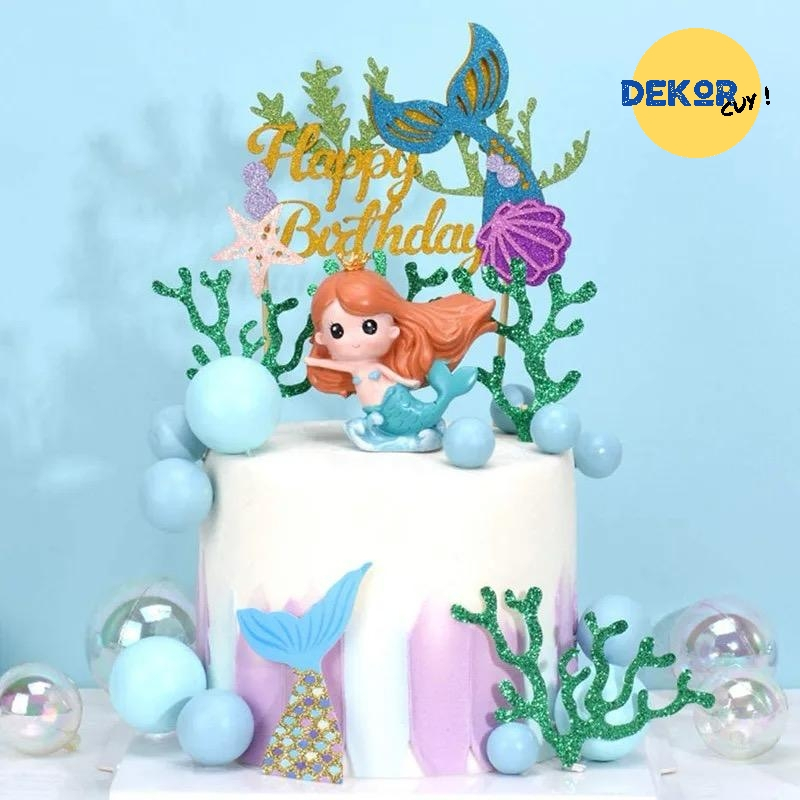Jual CAKE TOPPER KERTAS UNDER WATER MERMAID MODEL D / hiasan ulang ...