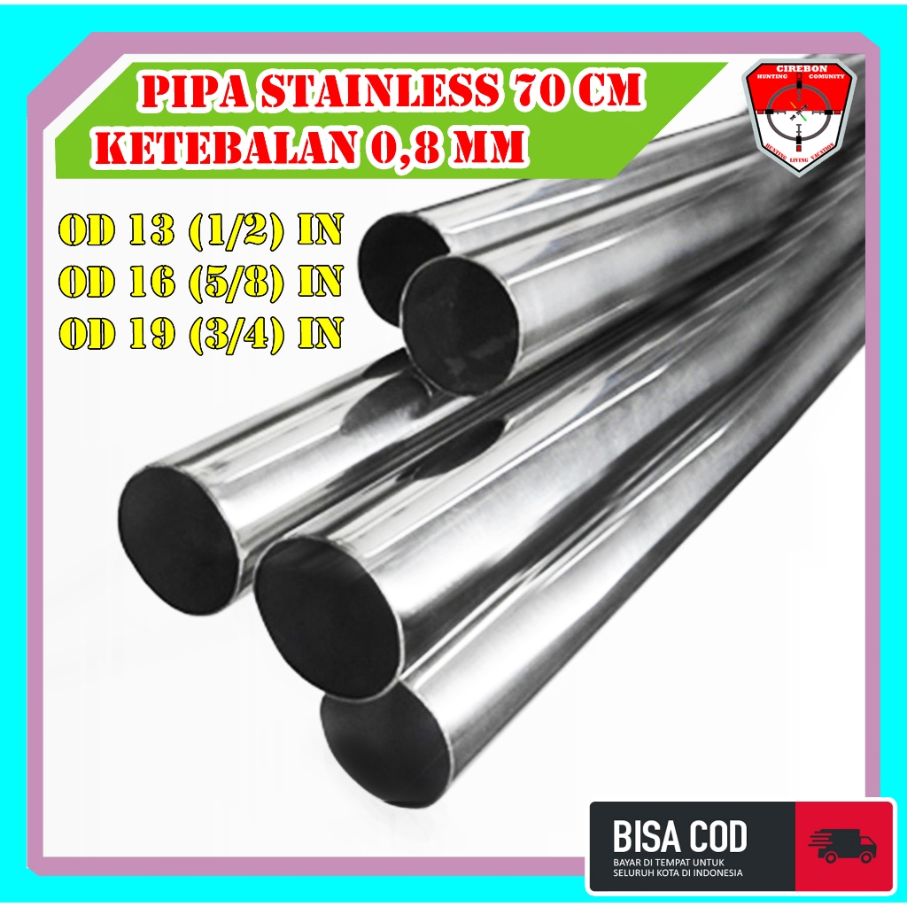 Jual pipa stainless 70 cm tebal 0,8 mm tanpa drat | Shopee Indonesia