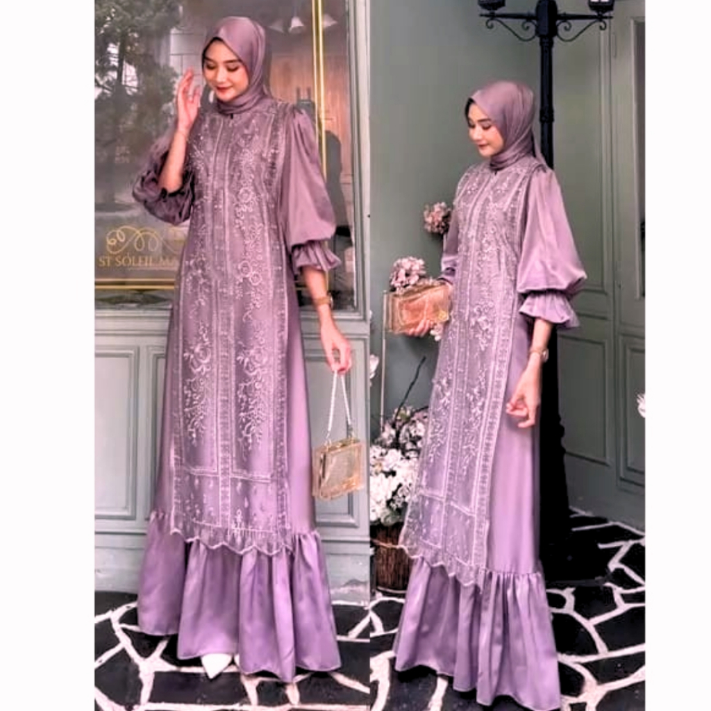 Jual SNOWY DRESS SILK MIX TILLE BRUKAT GAUN KONDANGAN BUSUI FRIENDLY ...