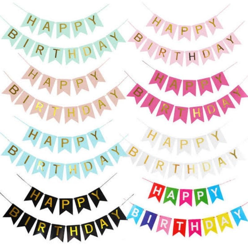 Jual BANNER HBD POLOS BUNTING FLAG HAPPY BIRTHDAY HBD POLOS / BUNTING ...