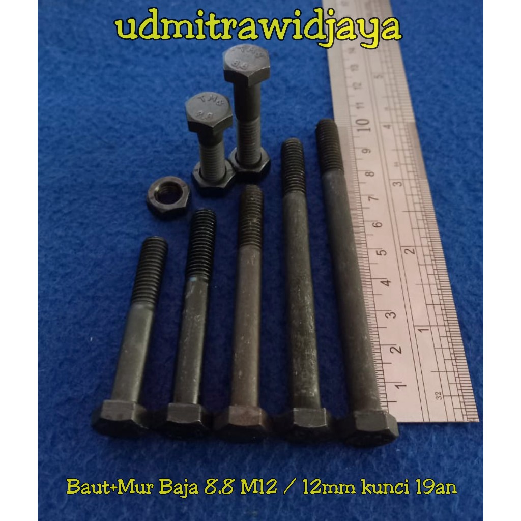 Jual Baut baja 8.8 kunci 17 19 baut baja M12 baut kunci 19an panjang ...