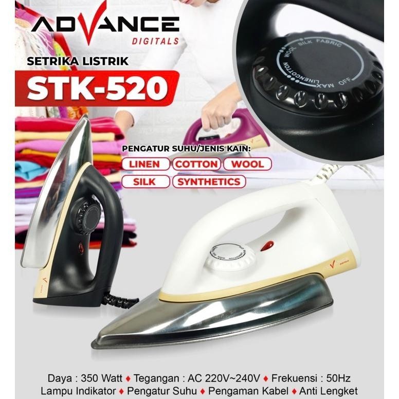 Jual ADVANCE Setrika Pakaian STK-520 Gosokan Baju Anti Lengket Low 350 ...