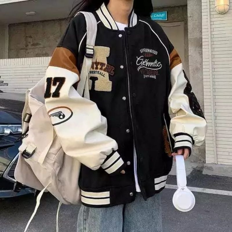 Jual JAKET BASEBALL VARSITY OVERSIZE UNISEKS AKAILY BISBOL JACKET ...