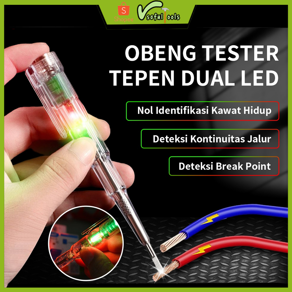 Jual Usefultools Obeng Tester TesPen/Lampu Led Merah Hijau Tester/Dual ...