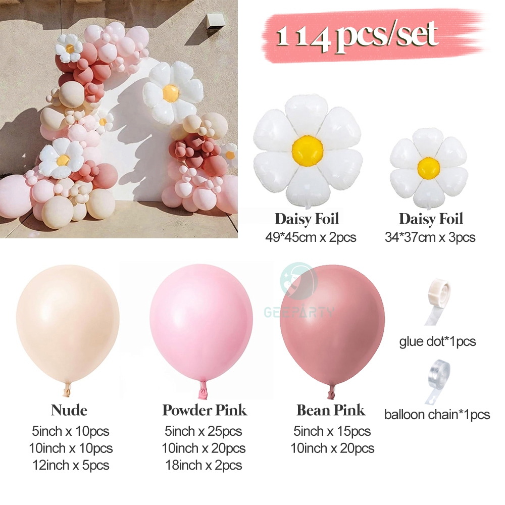 Jual GeeParty Balon Daisy Lucu Macaron Garland Merah Muda Kuning Putih ...