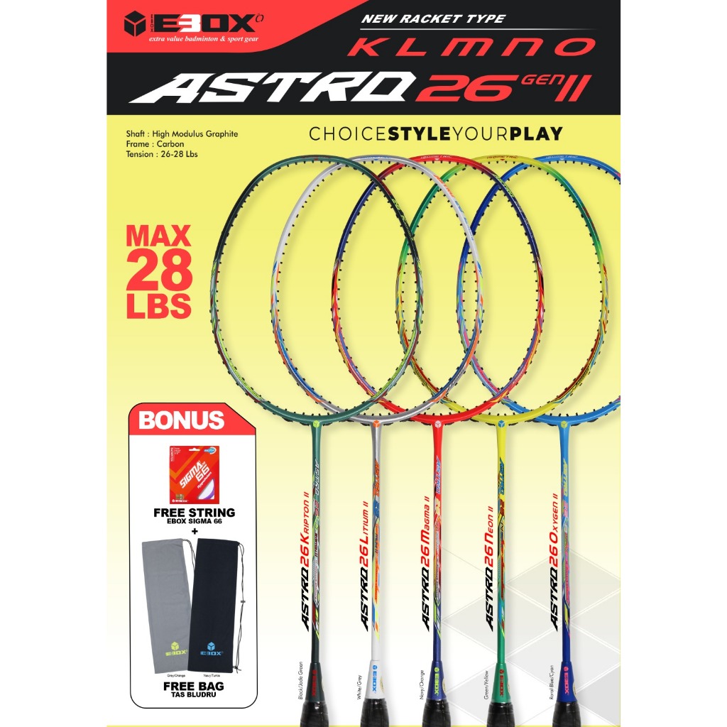 Jual RAKET BADMINTON EBOX ASTRO 26 ORI KRYPTON LITHIUM MAGMA NEON ...