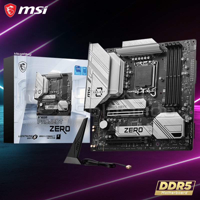 Jual MSI B760M PROJECT ZERO WIFI Intel LGA1700 B760 DDR5 Motherboard ...