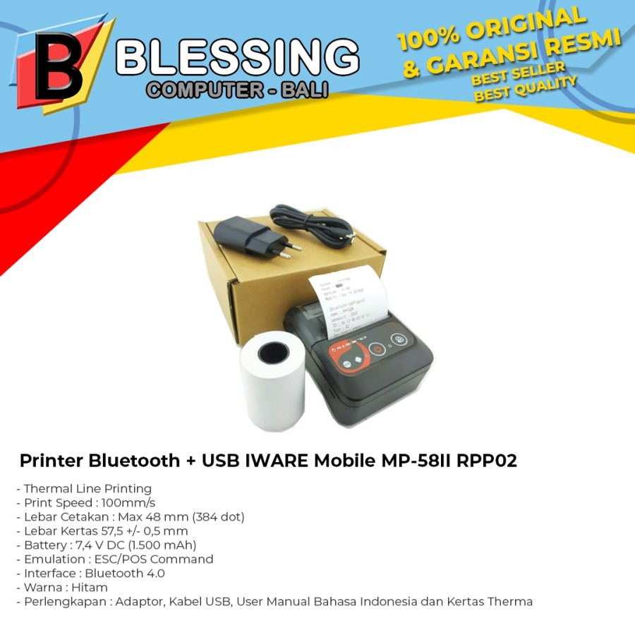 Jual Printer Bluetooth + USB IWARE Mobile MP-58II RPP02 | Shopee Indonesia