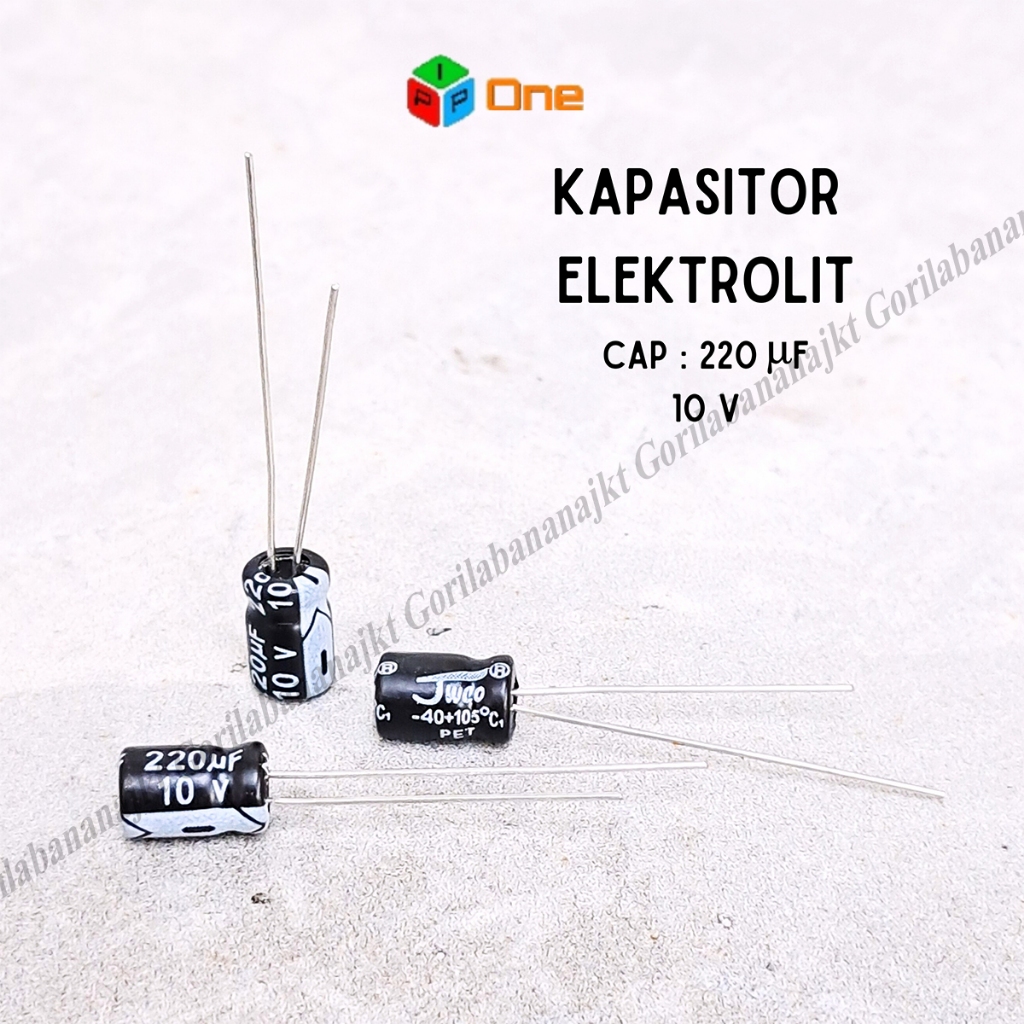 Jual Kapasitor elektrolit 220UF 10v capacitor electroly capasitor elco ...