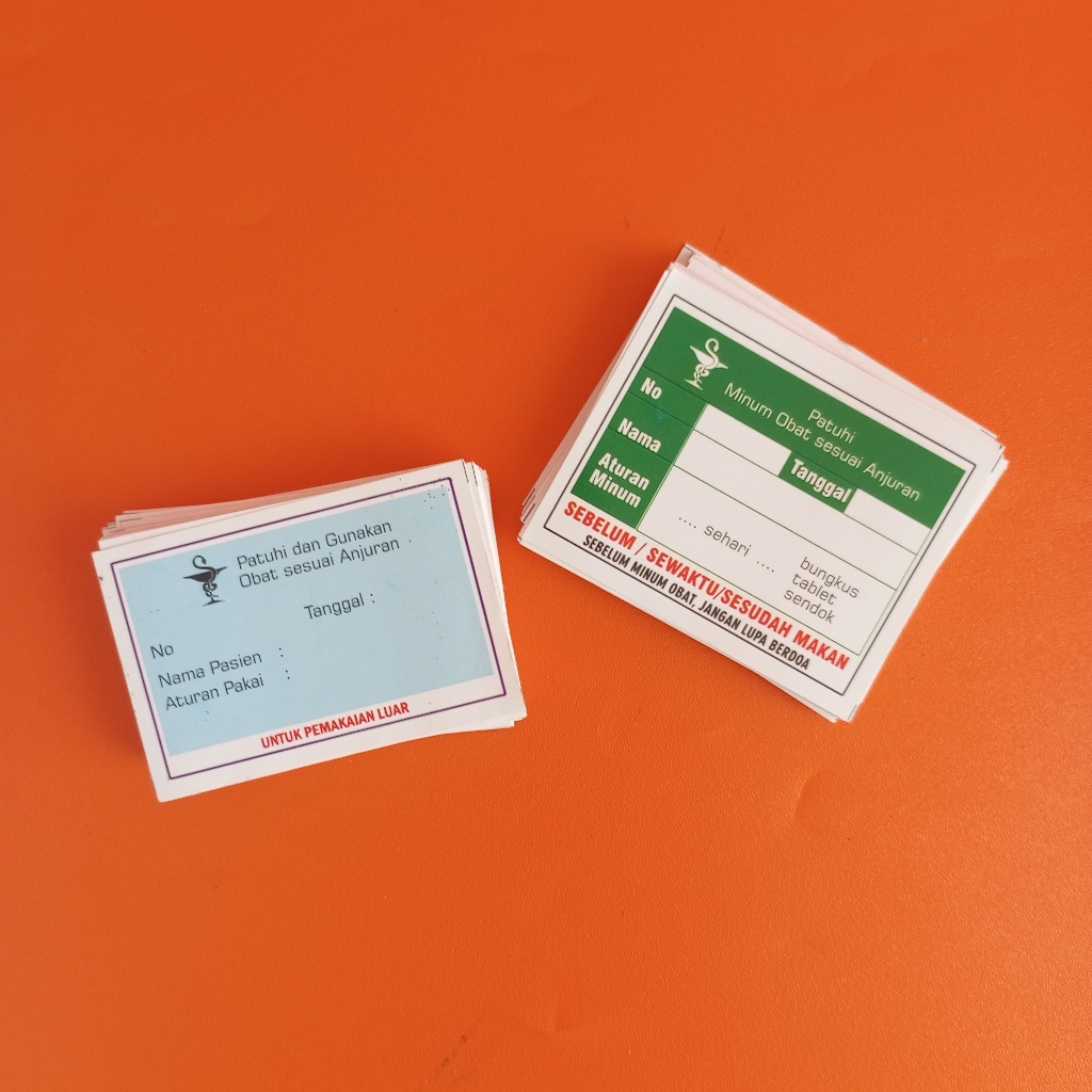 Jual Paket Etiket Obat isi 50 lembar/ Label Obat Apotek/ Etiket Obat ...