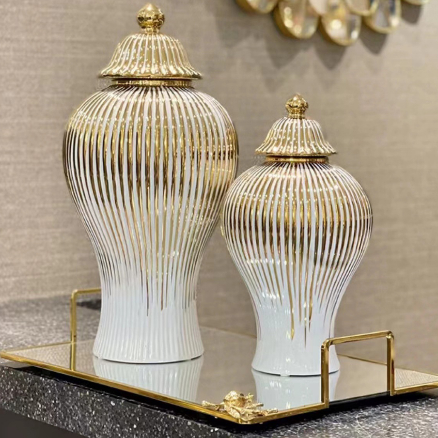 Jual Luca Guci Ceramic Vase / Vas Guci Keramik Mewah Putih Gold / Vas ...