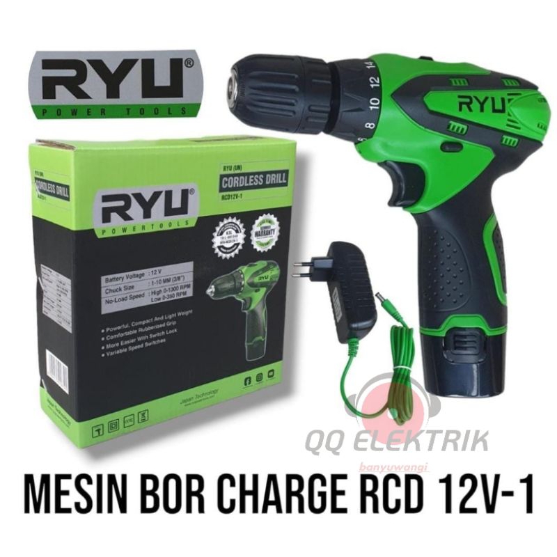 Jual mesin bor baterai listrik RYU 12volt RCD12V-1 RYU BY TEKIRO ...