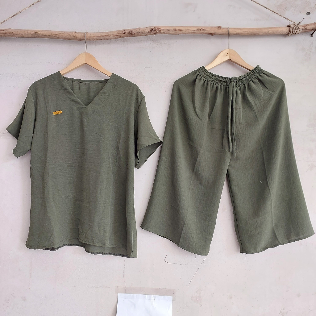 Jual One Set Crinkle Airflow Polos Wanita Dewasa - Setelan 7/8 | Shopee Indonesia