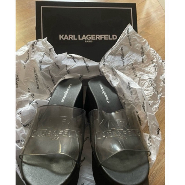 Jual {Pre-Loved} KARL LAGERFELD PARIS Fenya Transparent Platform Slides ...