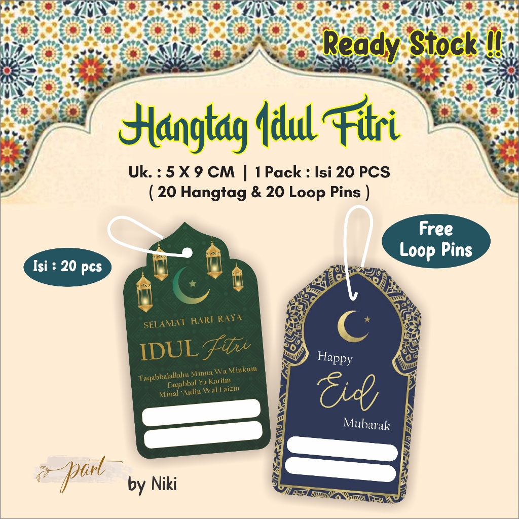 Jual [20 pcs] Hangtag Idul Fitri 5 x 9 cm FREE Loop Pins | Shopee Indonesia