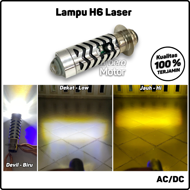 Jual Lampu utama LED H6 Laser jauh dekat 2 Warna Putih Kuning Biru / Lampu Depan HID Laser D2 ...