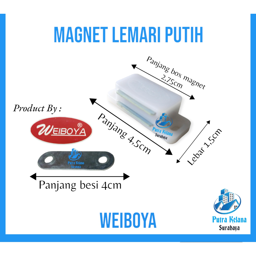 Jual Magnet Lemari Weiboya Putih | Magnet Laci Putih | Magnetic Catch ...