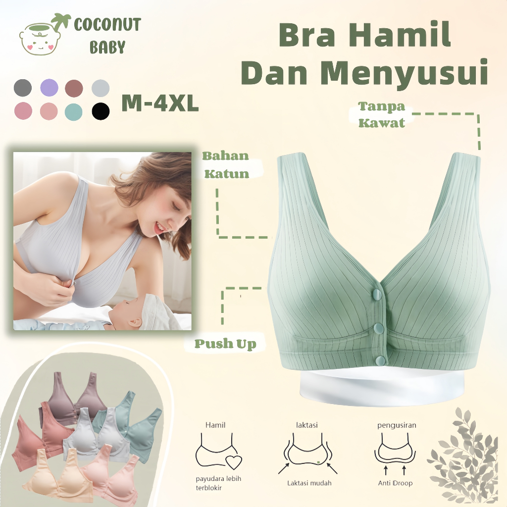 Jual Bh bra menyusui tanpa kawat Bra kancing depan Push up bra ibu ...