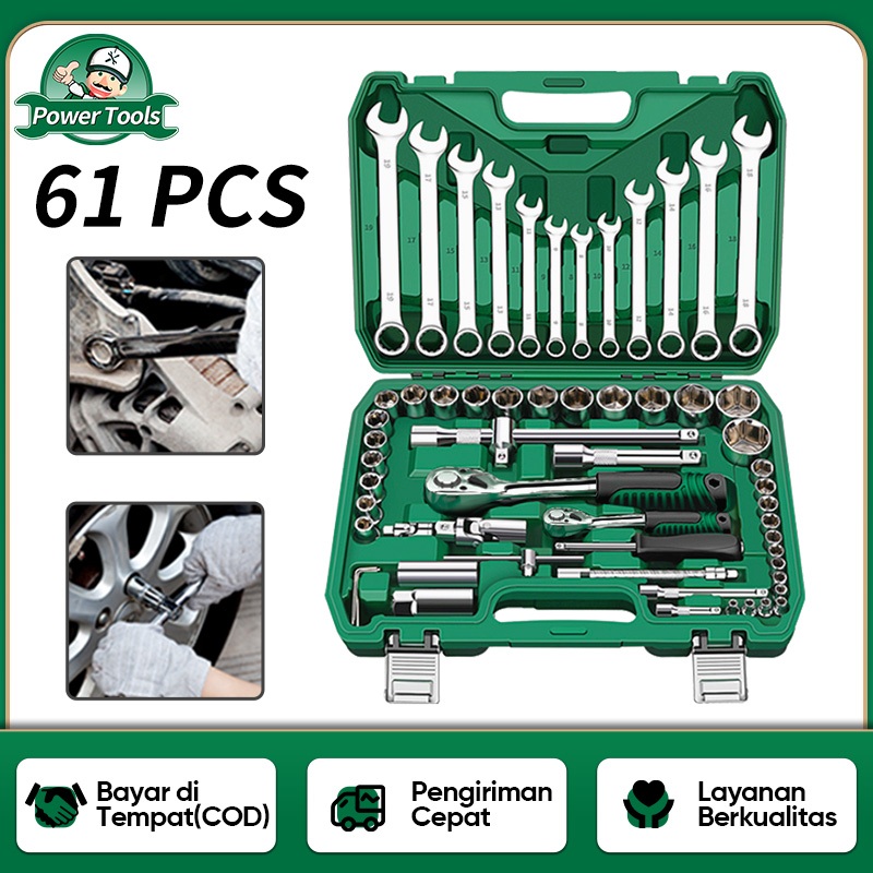 Jual Isku Set Alat Kunci Pas 61 Potong Wrench Ring Wrench Set Auto Tool ...
