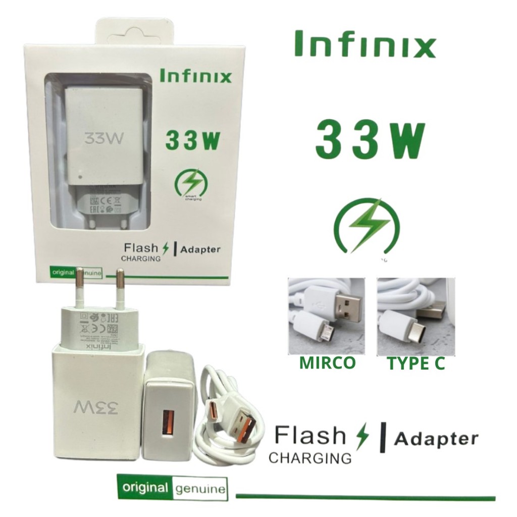 Jual Charger Infinix 2.0A Original 99% 33W ( TYPE-C USB / Mirco ...