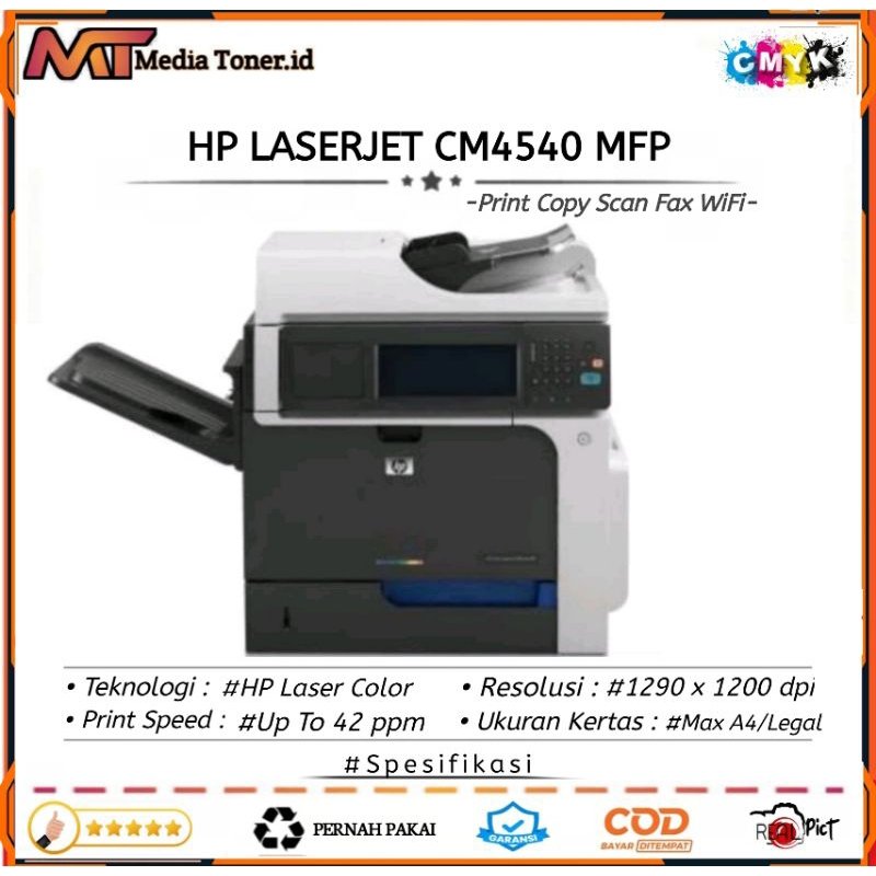 Jual Printer hp laserjet CM4540 MFP multifungsi color laserjet | Shopee ...