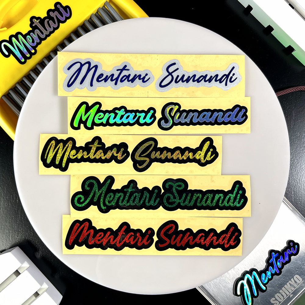 Jual Stiker Nama Cutting Hologram 2 Warna, Ukuran 2x7cm Model Huruf ...