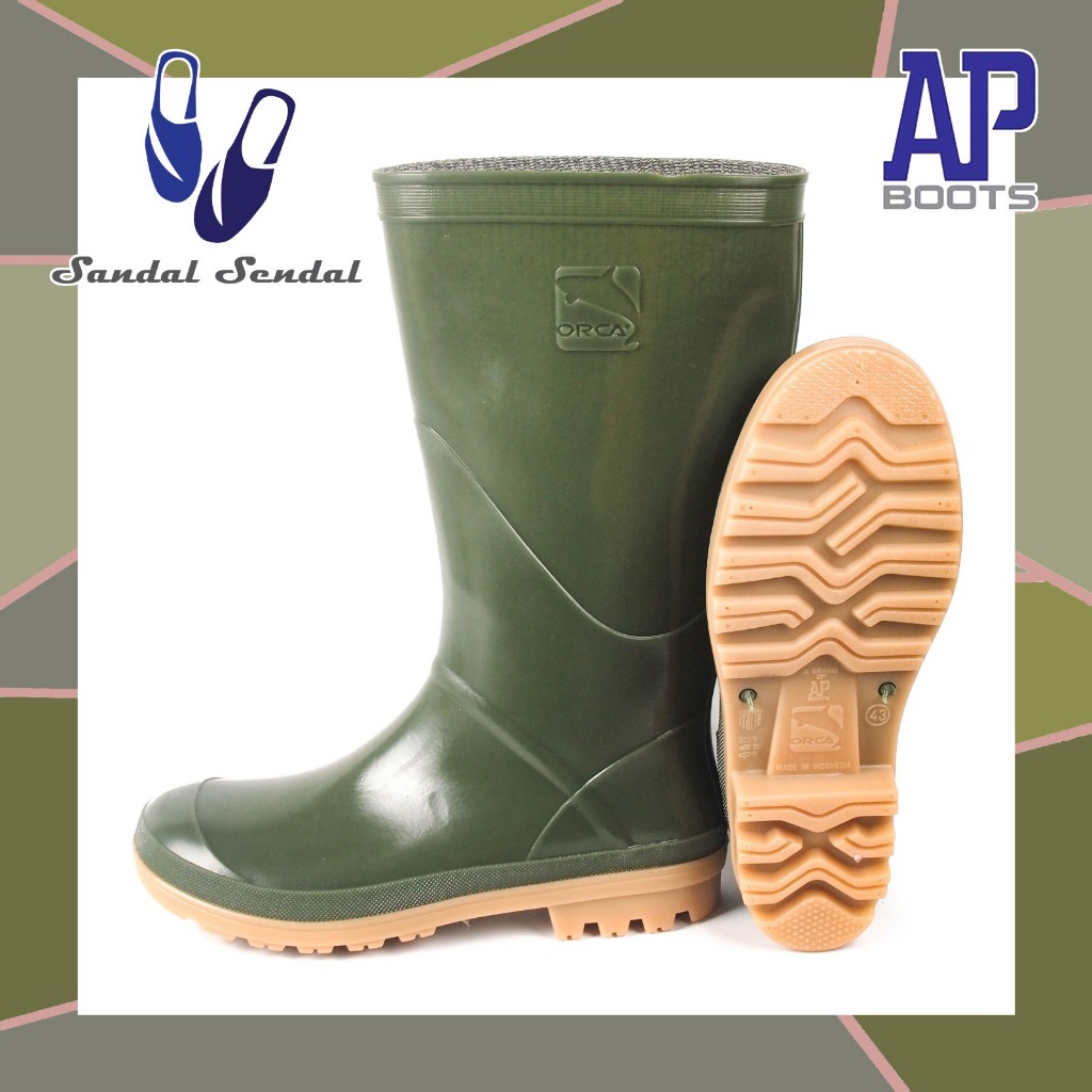 Jual Sepatu Boot Tinggi AP Boots AP ORCA Hijau Sepatu Karet Pria ...