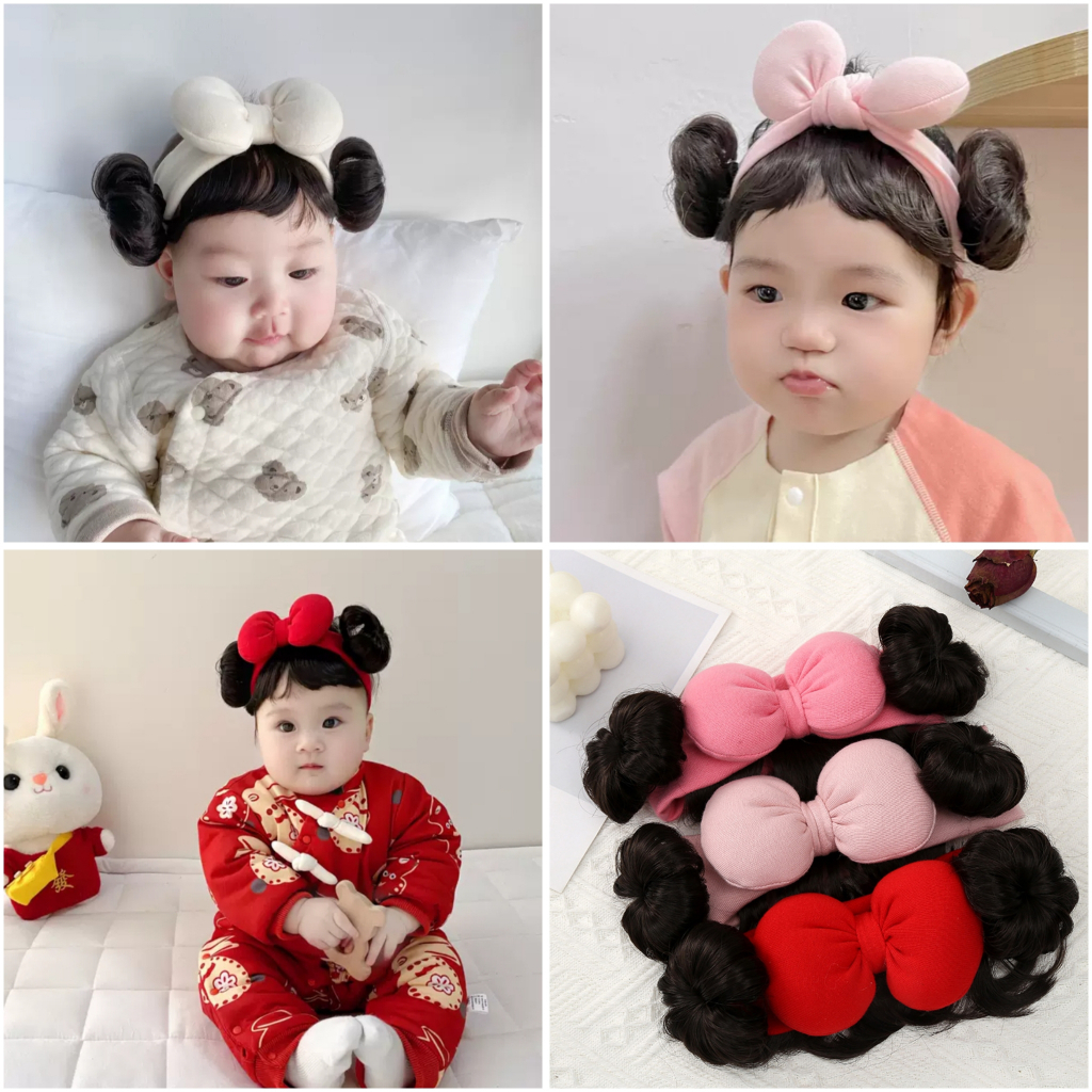 Jual B2-Bandana Bando Headband Anak Bayi Newborn Wig Korea Poni Rambut ...