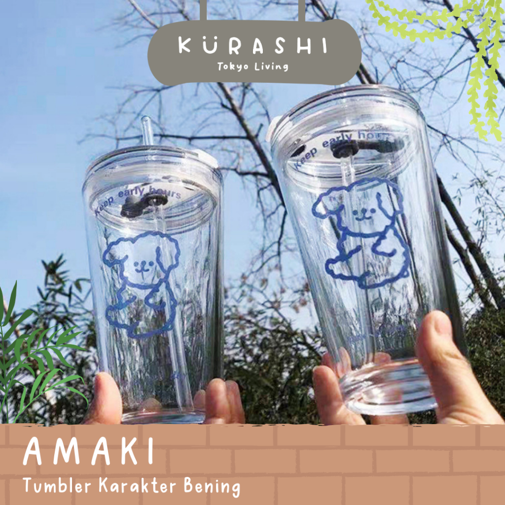 Jual 【KURASHI】AMAKI Tumbler Air Minimalis Botol Kopi Dan Teh Bening ...
