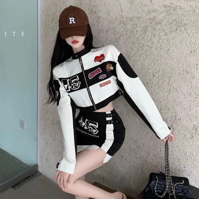 Jual JAKET CROPE WANITA | Y2K FASTASI WORD CROPE KOREAN STYLE | Shopee ...