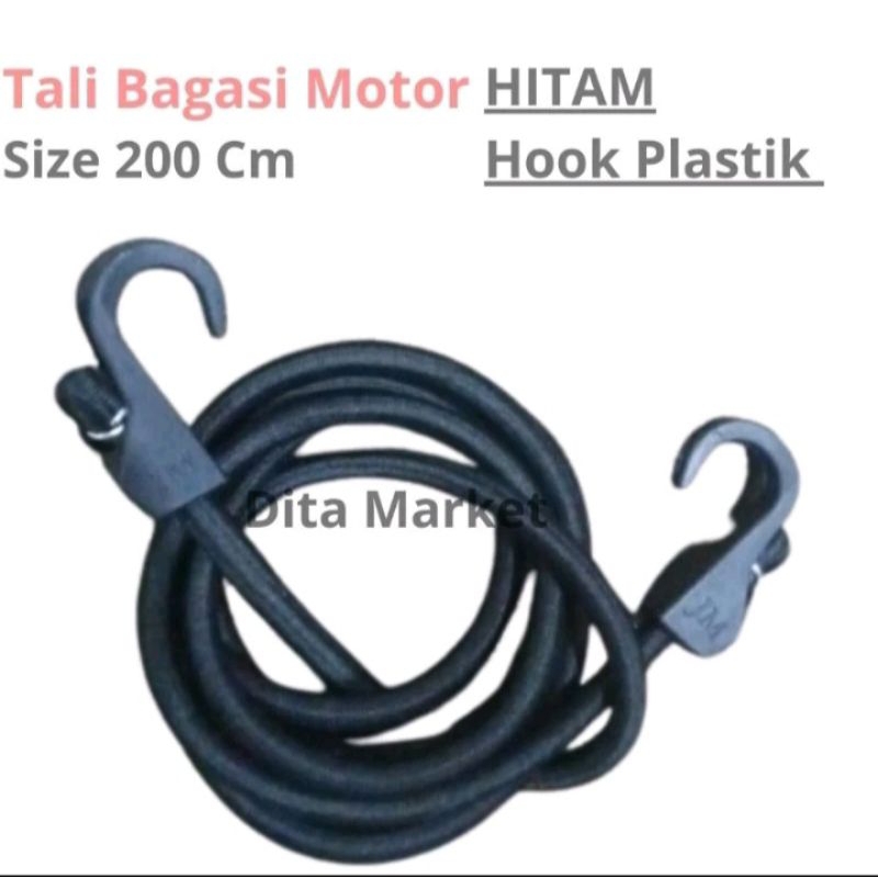 Jual Tali Bagasi Motor HITAM HOOK PLASTIK Ukuran 60Cm - 300Cm / Tali ...