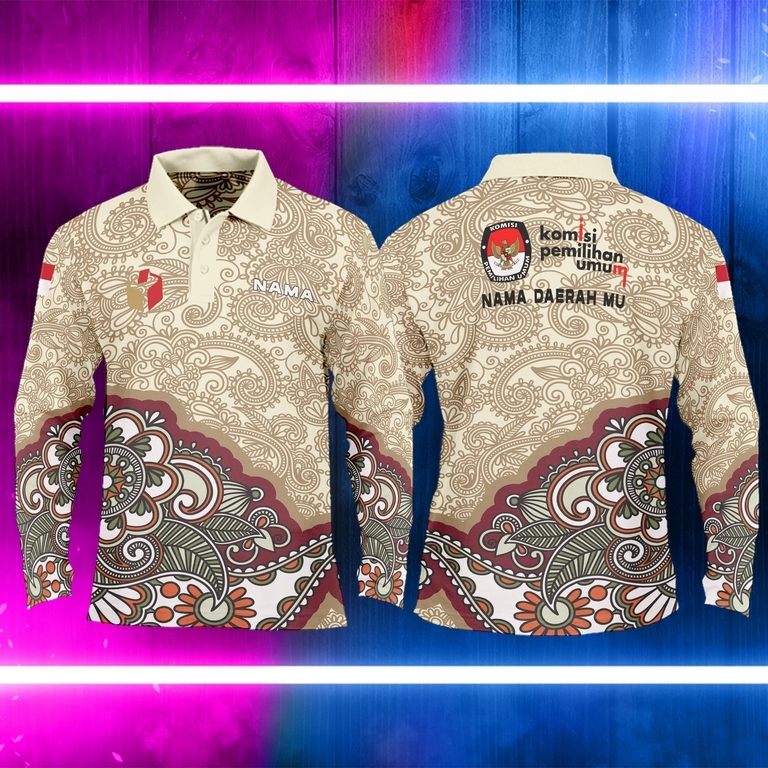 Jual kaos bawaslu panwaslu motif batik | baju kaos polo panjang KPPS ...