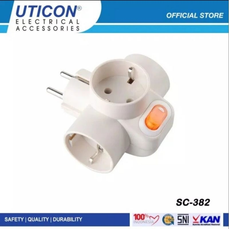 Jual STEKER T ARDE + SAKLAR LAMPU COLOKAN SAMBUNGAN CABANG 3 UTICON SNI ...