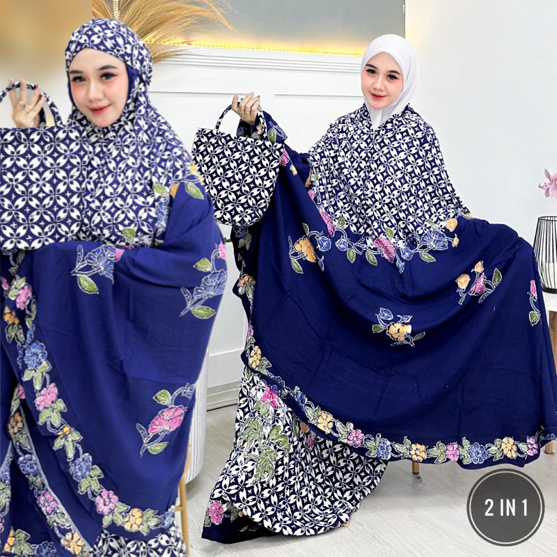 Jual Mukena batik cap warna 2in1 (JUMBO) dewasa mukena jumbo rayon adem | Shopee Indonesia