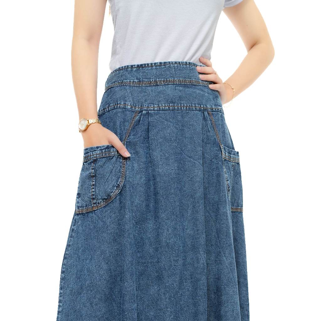 Jual MOLDING - Rok Jeans payung Premium Model Polos Warna Snow Ukuran ...