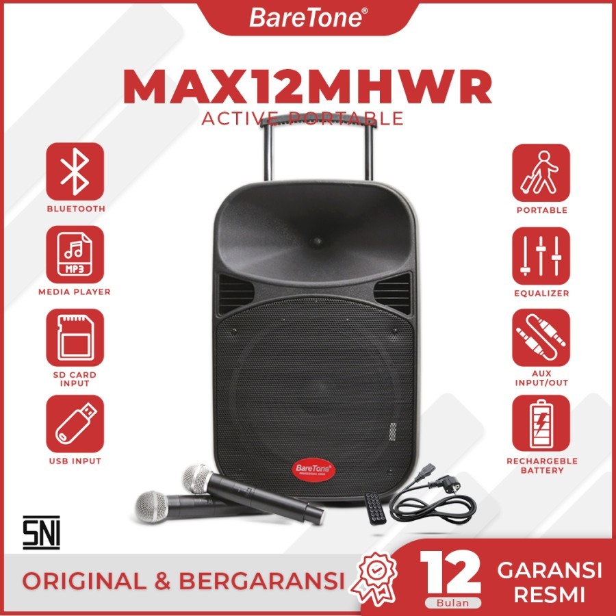Jual BareTone Mini Speaker Portable MAX12MWR 12'' Original Garansi ...