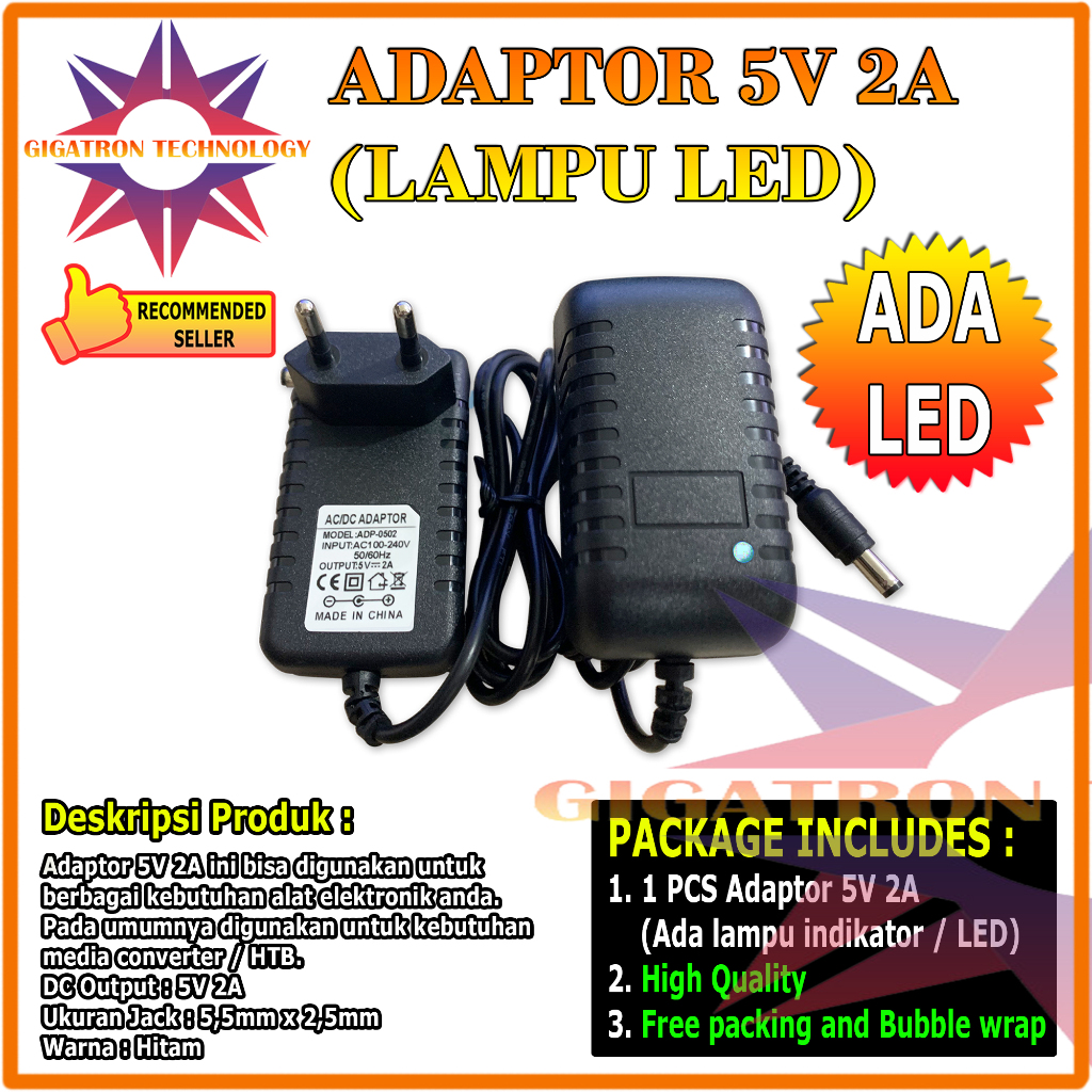 Jual Adaptor 5V 2A Untuk Media Converter HTB 3100 DC 5V 2A Standar HTB Netlink 3100 Power Plug ...