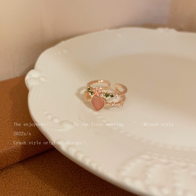 Jual Cincin Hana Love Heart Hati Pink Cupid Alloy Wanita Korea Silver ...