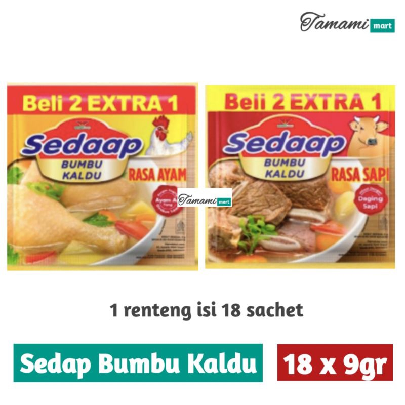 Jual Bumbu kaldu sedap ayam & sapi 9gr isi 1 renteng 18 sachet kemasan ...