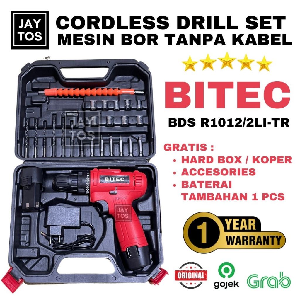 Jual BITEC Mesin Bor Cordless / Bor Tanpa Kabel Dapat 2 Baterai ...