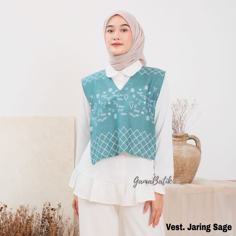 Jual Vest Batik Wanita Rompi Batik atasan Wanita Outer Batik Modern ...