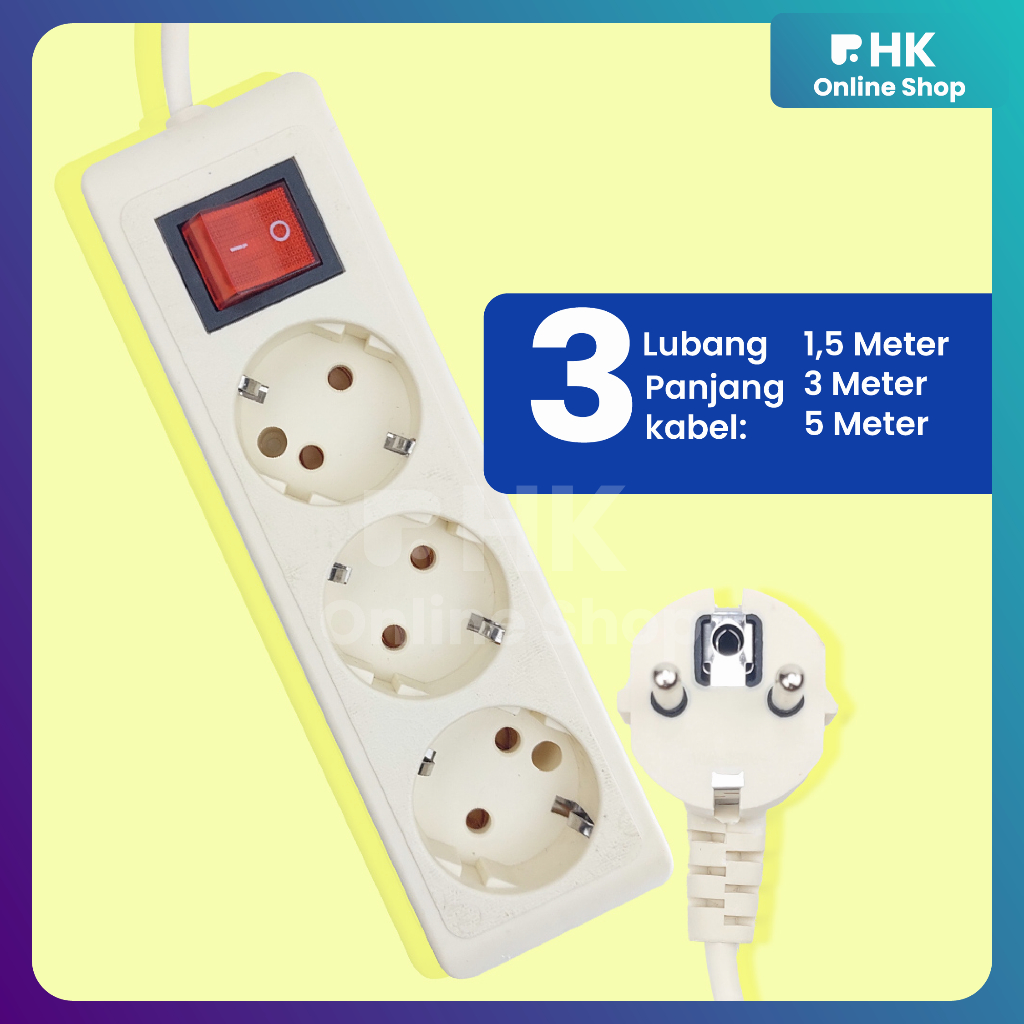 Jual HK-Stop Kontak Kabel 2/3/4/5 Lubang 5 Meter Stop Kontak Listrik | Shopee Indonesia