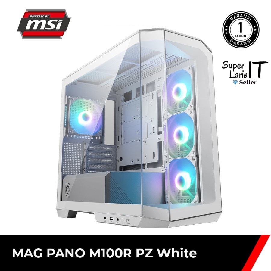 Jual Casing/Case Gaming MSI MAG PANO M100R PZ m-ATX PC/Komputer Putih ...
