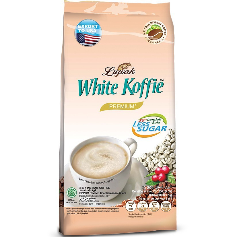 Jual Kopi Luwak White Koffie Less Sugar Bag 10x20gr | Shopee Indonesia