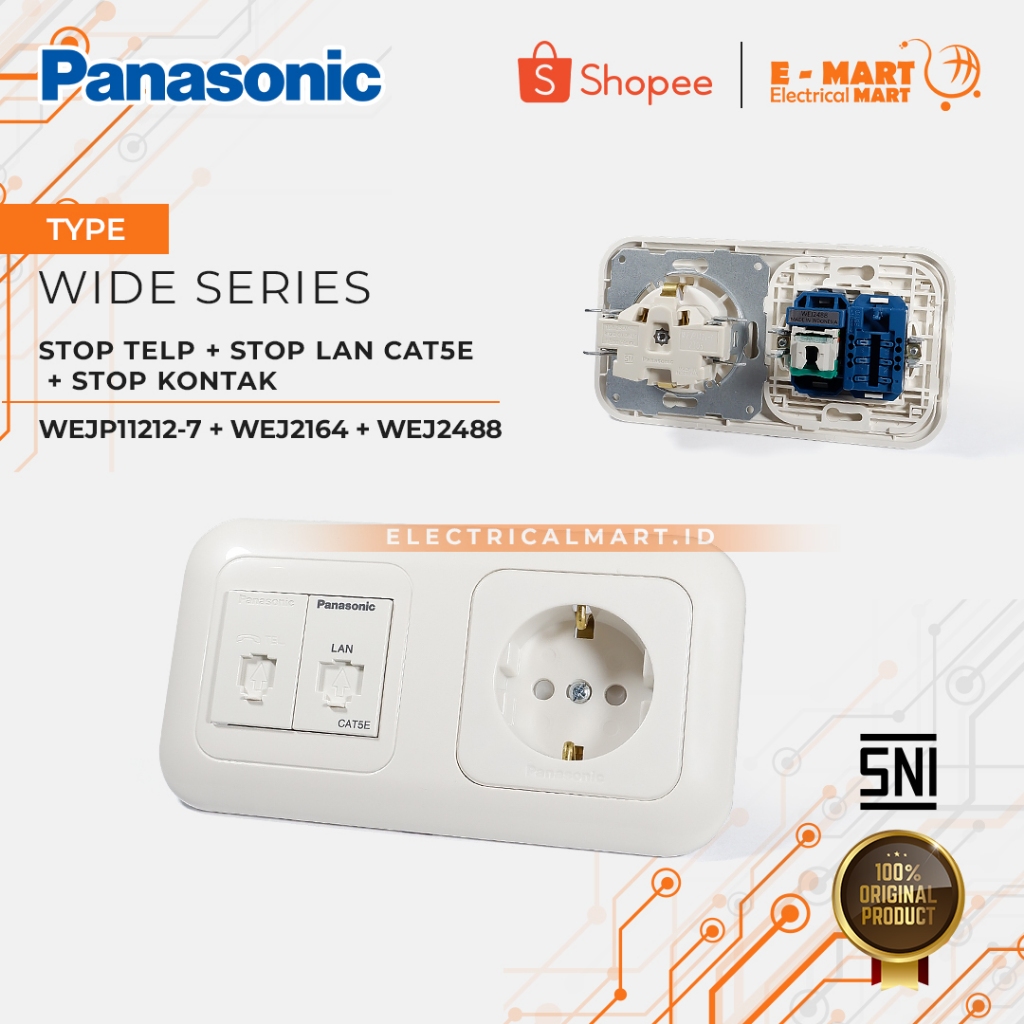Jual Panasonic Kombinasi Stop Kontak CP Dengan Stop Kontak LAN CAT5E Dan Stop Kontak Telepon ...
