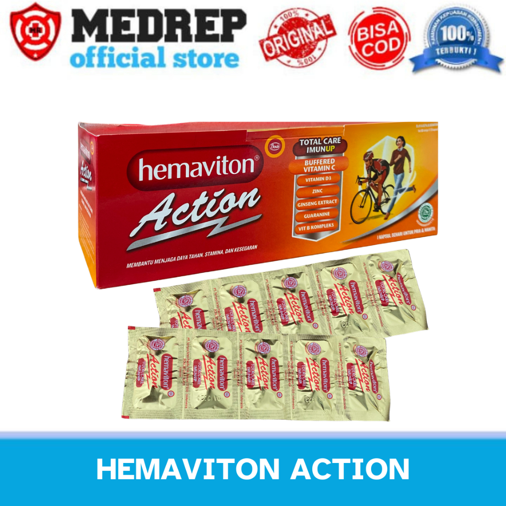 Jual HEMAVITON ACTION STRIP isi 5 kaplet Multivitamin dan Mineral ...