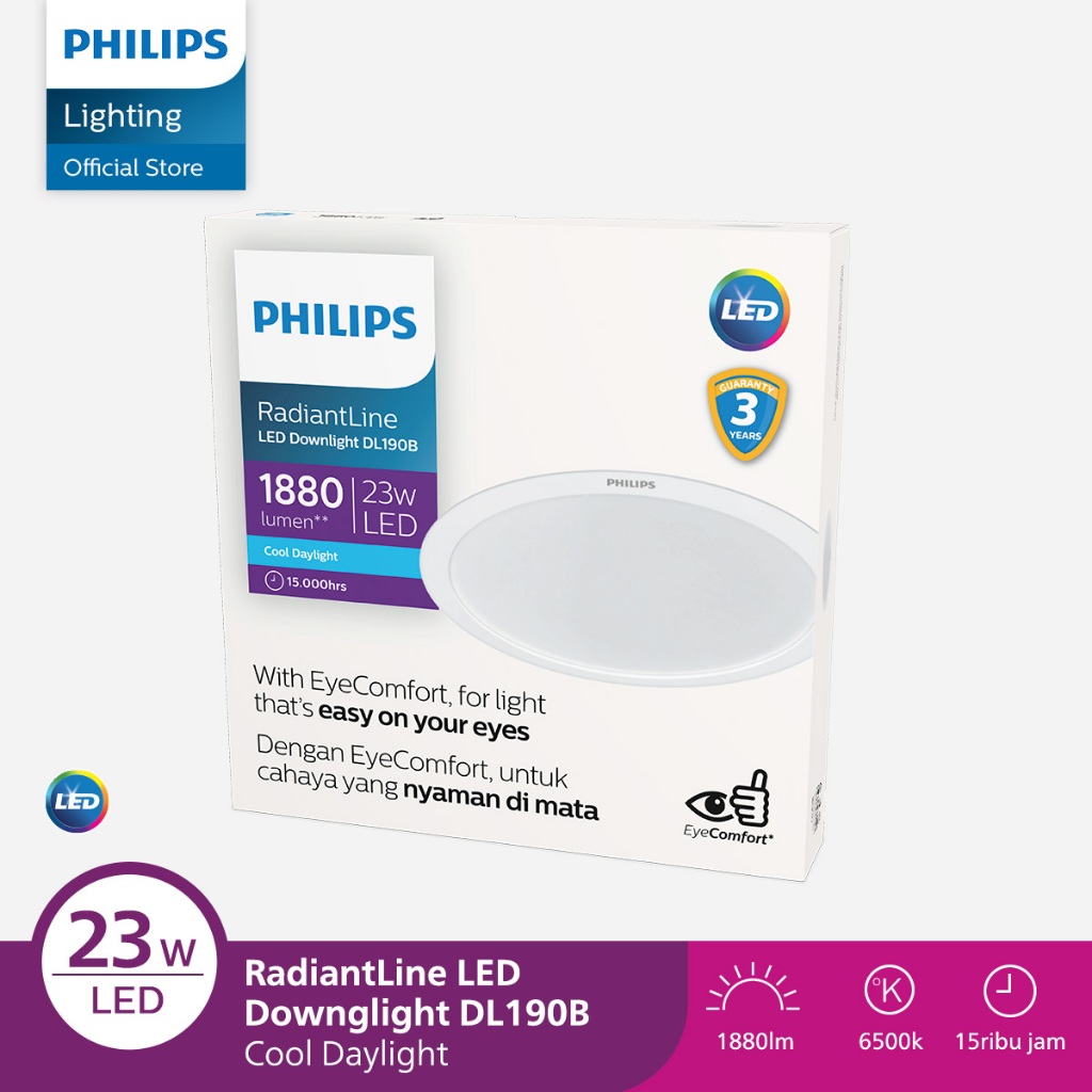 Jual Philips Lampu Radiantline Downlight DL190B D200 23W 65K Putih ...